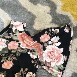 btween | Shirts & Tops | Off The Shoulder Black Shirt With Roses | Poshmark